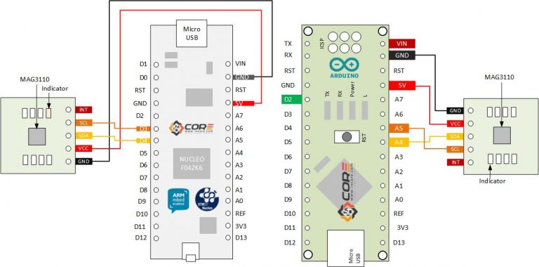 Wiring Xtrinsic MAG3110 3-AXIS Digital Magnetometer on Microcontroller ...