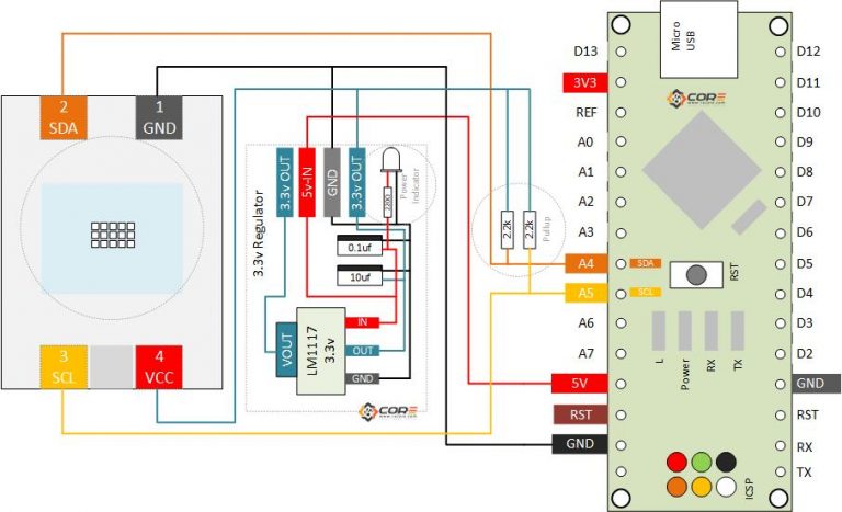 Arduino-guide-VEML6075-UVA-UVB-Light-Sensor-Schematics-Diagram | 14core.com