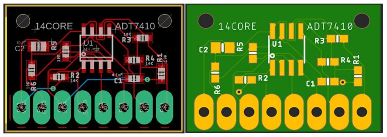 Wiring the 16-BIT ADT7410 High Accuracy Digital i2C Temperature Sensor | 14core.com