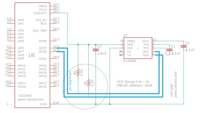 Wiring the Renesas FS3000 Air Flow Sensor with RPI-PICO | 14core.com