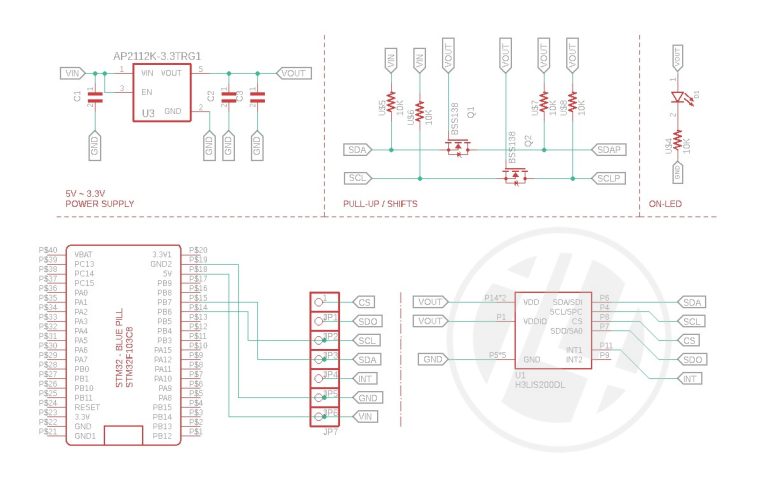 Wiring H3LIS200DL 3-AXIS / Drop Sensing / Shock detection/ Impact recognition / Angle Sensor ...